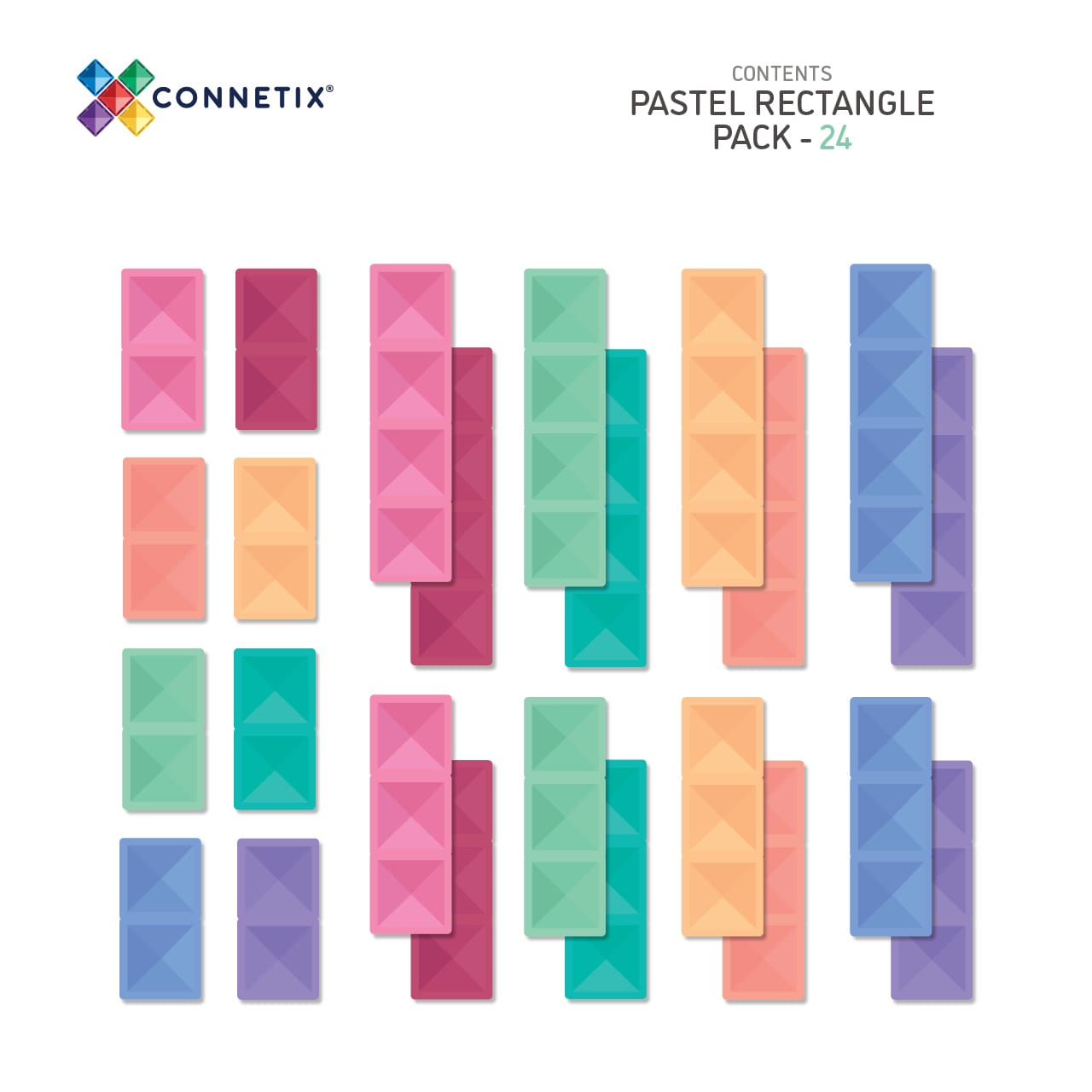 Connetix - Pastel Rectangle Pack 24 Pieces – Childplay Melbourne