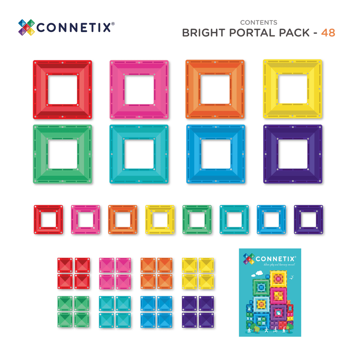 Connetix Tiles | Magnetic 48 Piece Bright Portal Pack – Childplay Melbourne